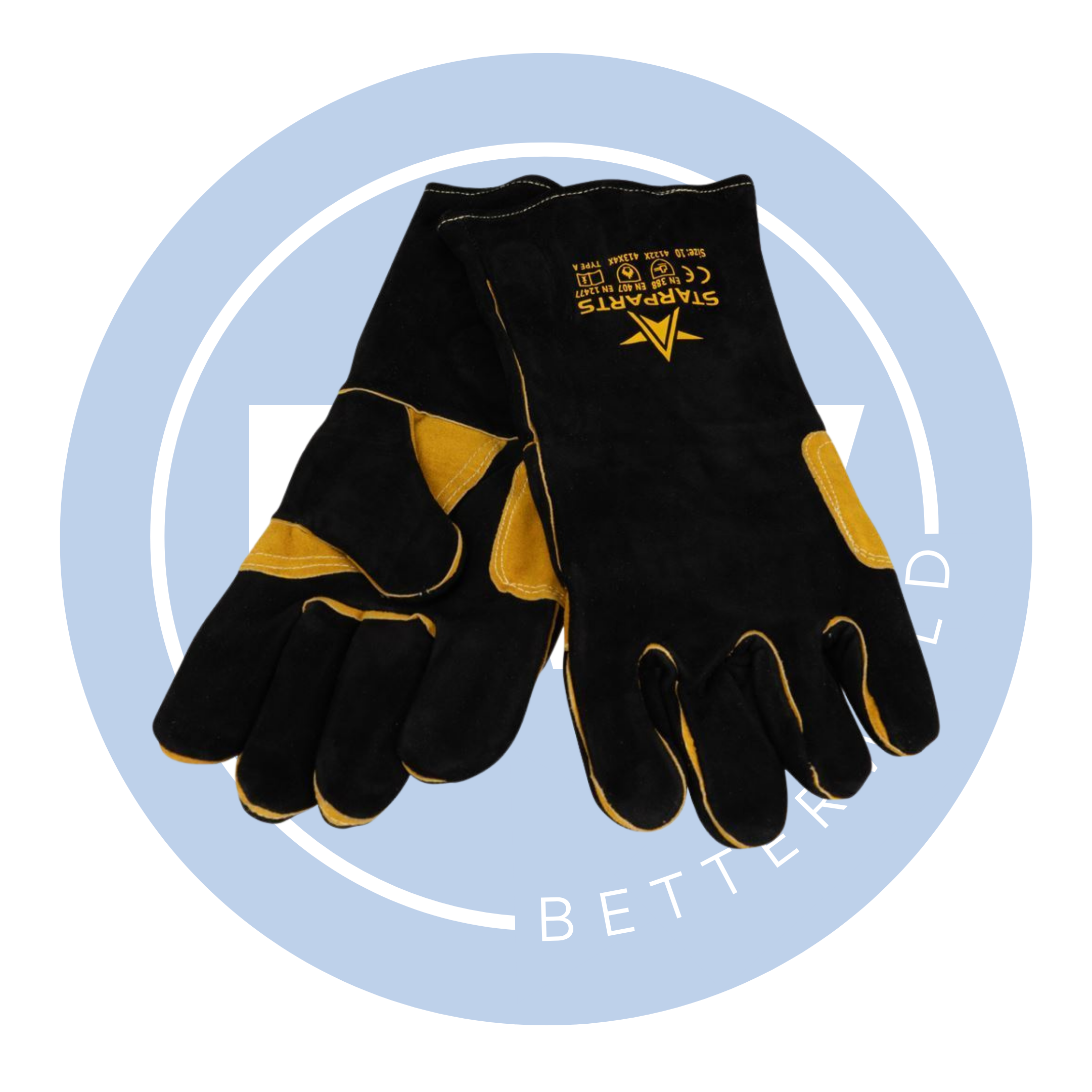 16" Black Leather Welding Gauntlets – Heat-Resistant PPE | BetterWeld ...